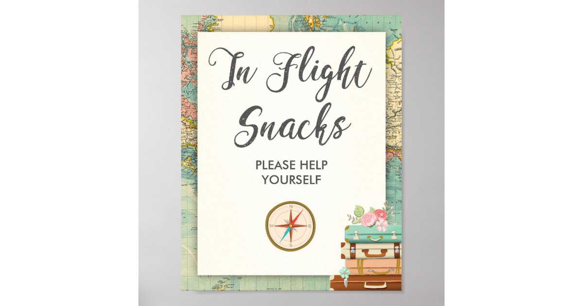 In Flight Snacks Travel Adventure Food Table Sign | Zazzle