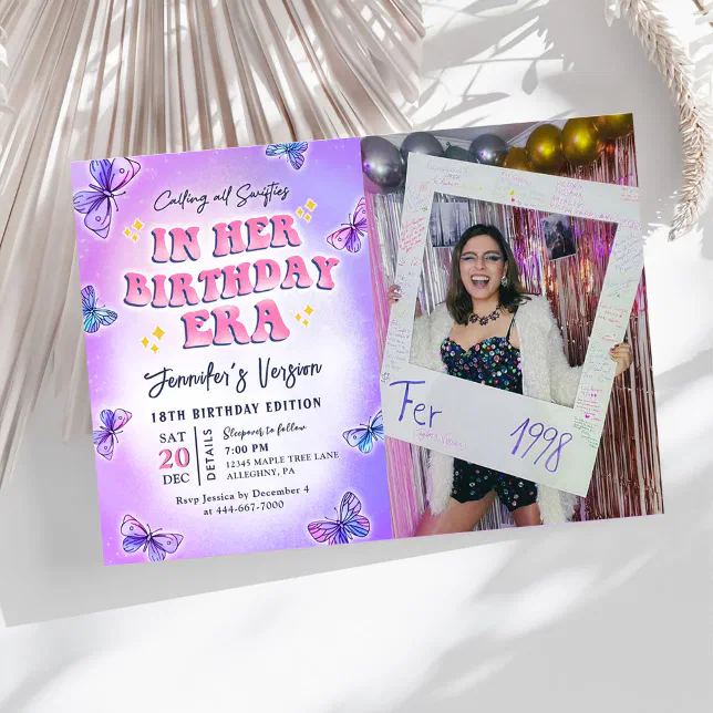 In Her Birthday Era Birthday Party Photo Invitation | Zazzle
