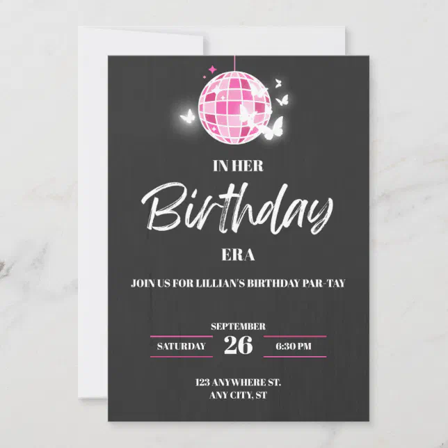 In Her Birthday Era Girls Birthday Invitation | Zazzle