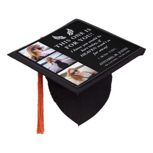 'In Honor Of' 3 Photo Tribute Graduate Graduation Cap Topper | Zazzle