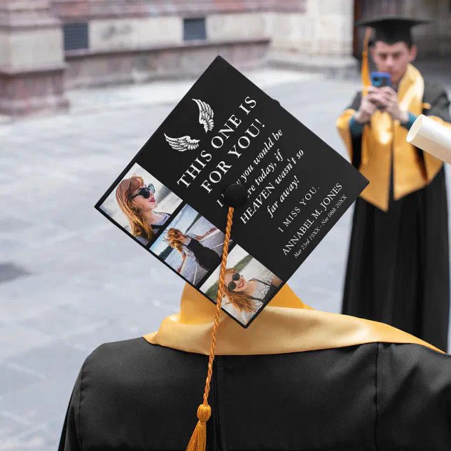 'In Honor Of' 3 Photo Tribute Graduate Graduation Cap Topper | Zazzle