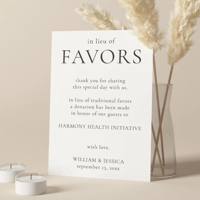 In Lieu of Favors Minimalist Wedding Donation Card | Zazzle