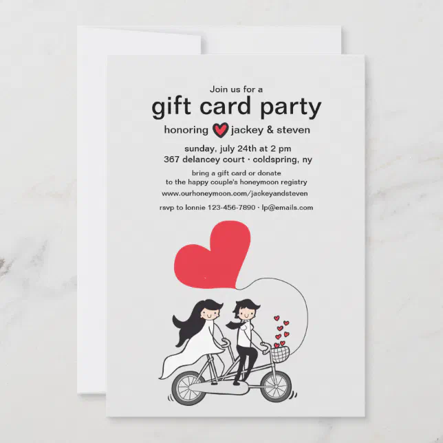 In Love Gift Card Party Invitation | Zazzle