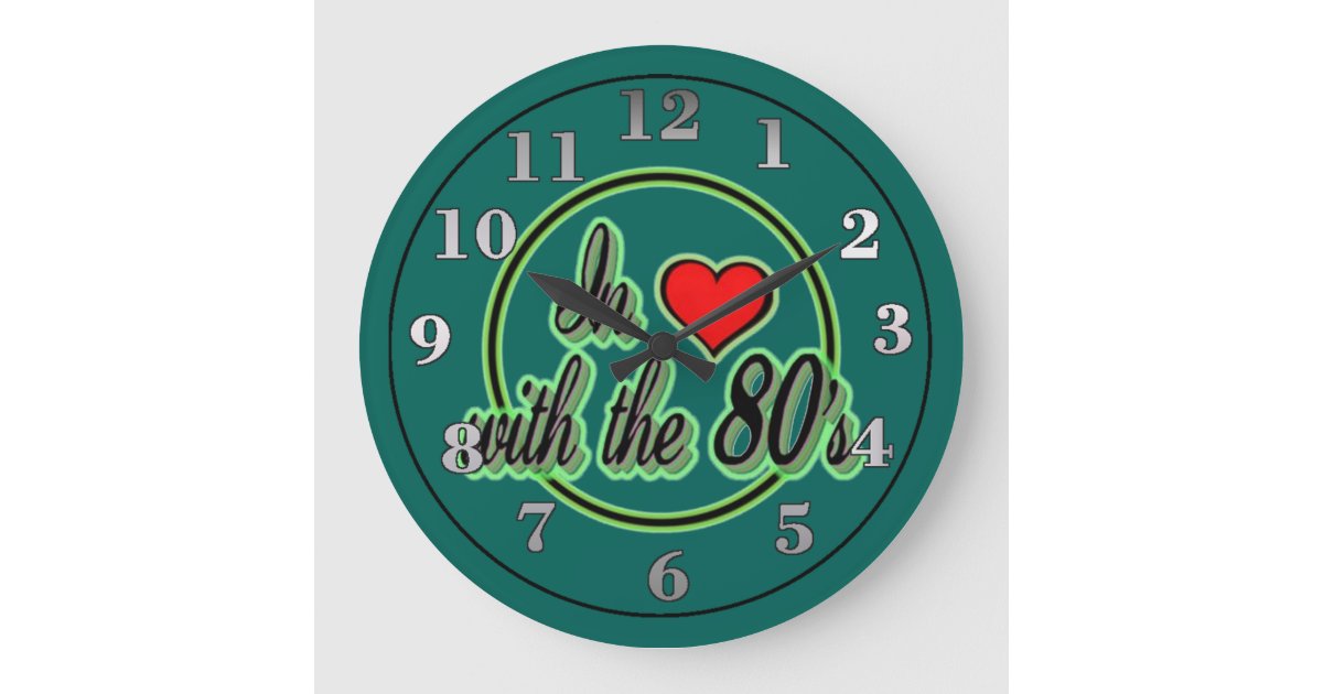 In Love With The 80's Retro Green Logo Wall Clock | Zazzle