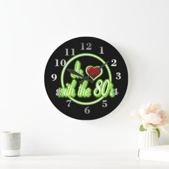 In Love With The 80's Retro Green Neon Logo Clock | Zazzle