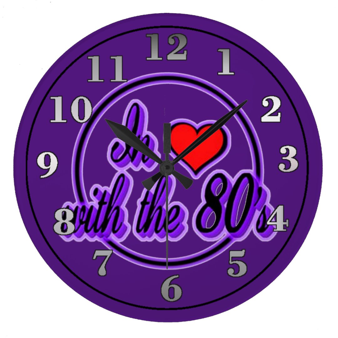 In Love With The 80's Retro Purple Logo Wall Clock | Zazzle