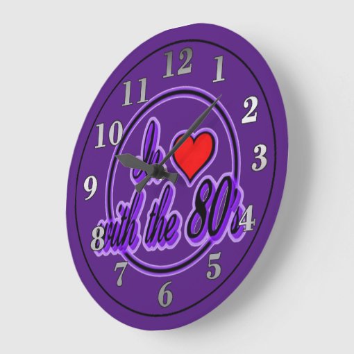 In Love With The 80's Retro Purple Logo Wall Clock | Zazzle