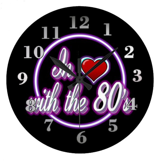 In Love With The 80's Retro Purple Neon Logo Clock | Zazzle.com