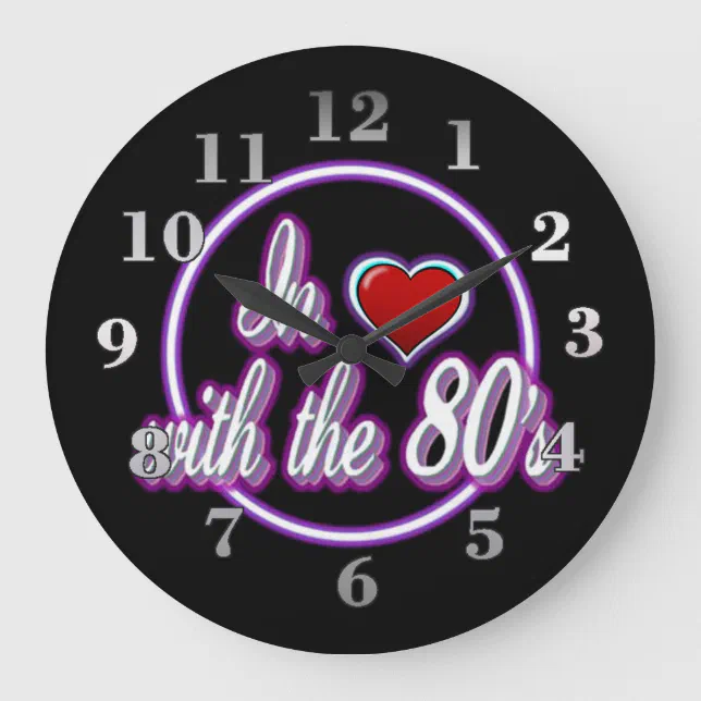 In Love With The 80's Retro Purple Neon Logo Clock | Zazzle