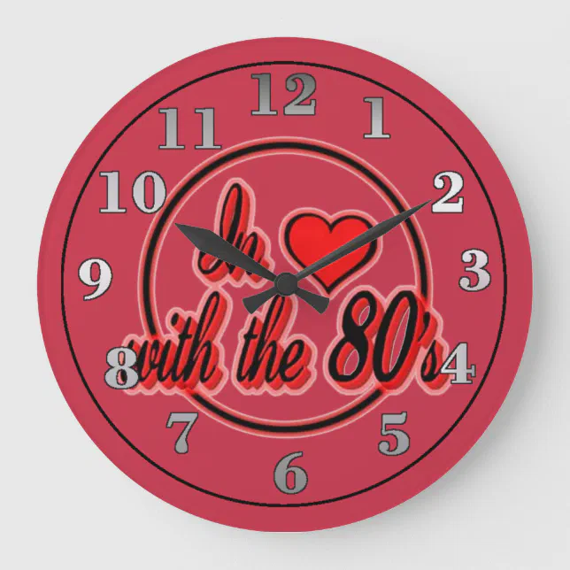 In Love With The 80's Retro Red Logo Wall Clock | Zazzle