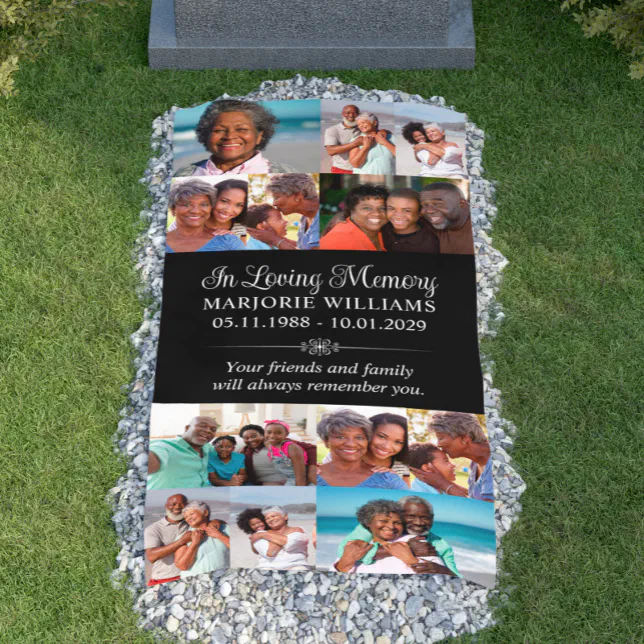 In Loving Memory 12 Photo Collage Grave Cover Banner | Zazzle