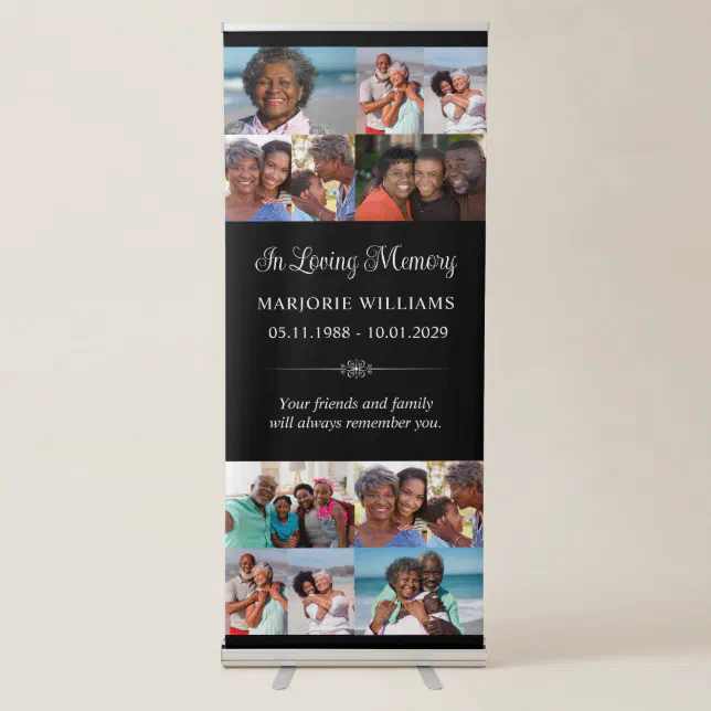 In Loving Memory 12 Photo Collage Memorial Retractable Banner | Zazzle