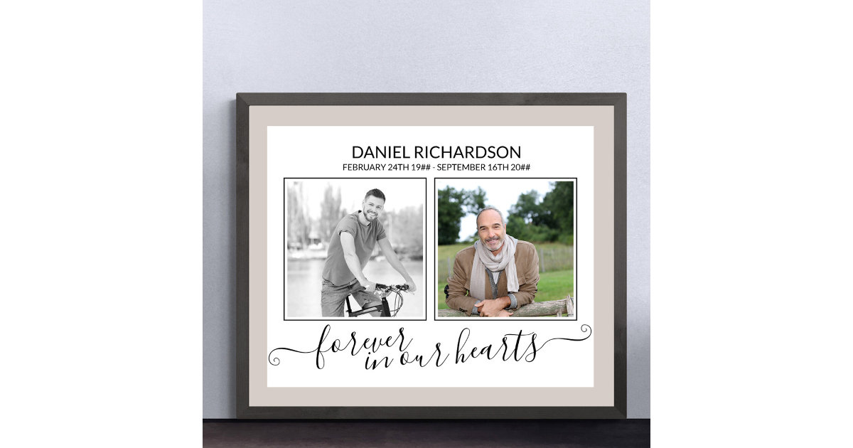 In Loving Memory 2 Photo EleganT Script Funeral Poster | Zazzle