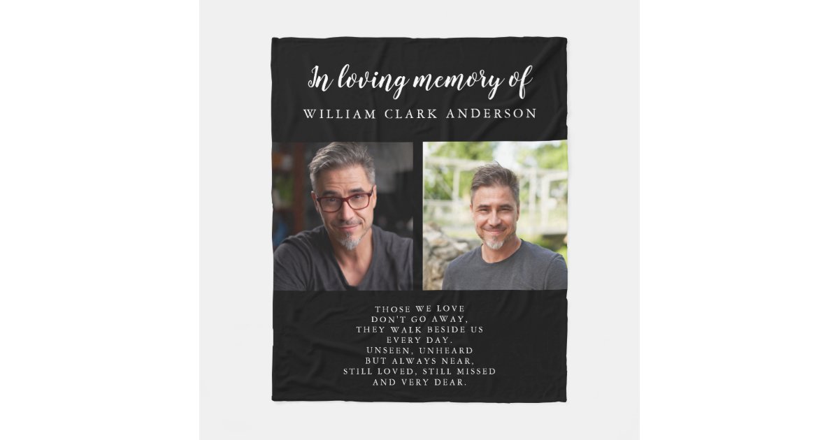 In Loving Memory 2 Photo Poem Tribute Blanket | Zazzle