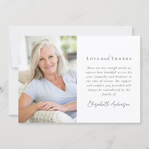 In Loving Memory 2 Photo Sympathy Thank You Card | Zazzle