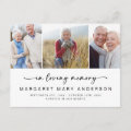 In Loving Memory 3 Photo Funeral Thank You Postcard | Zazzle
