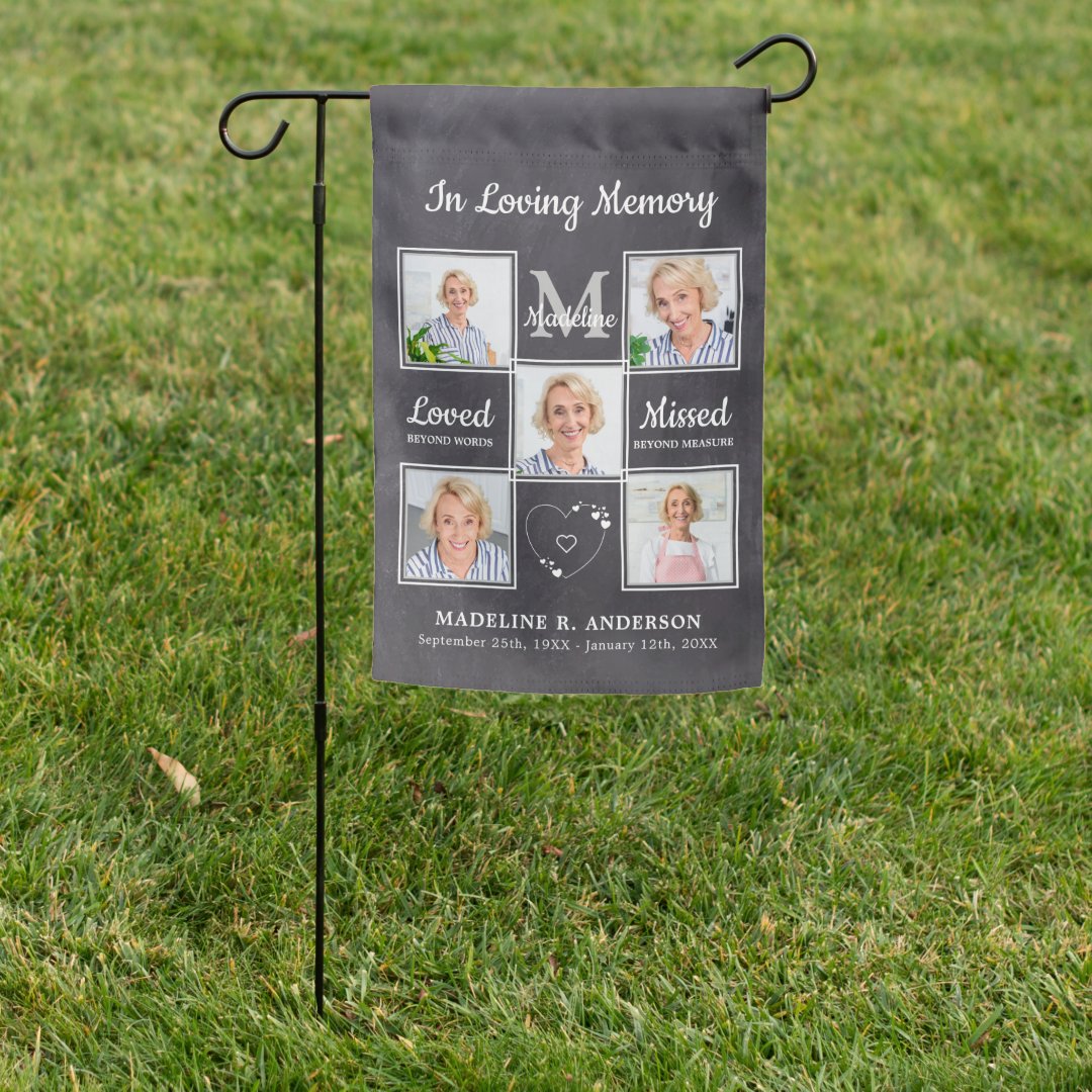In Loving Memory 5 Photos Personalized Cemetery Garden Flag | Zazzle