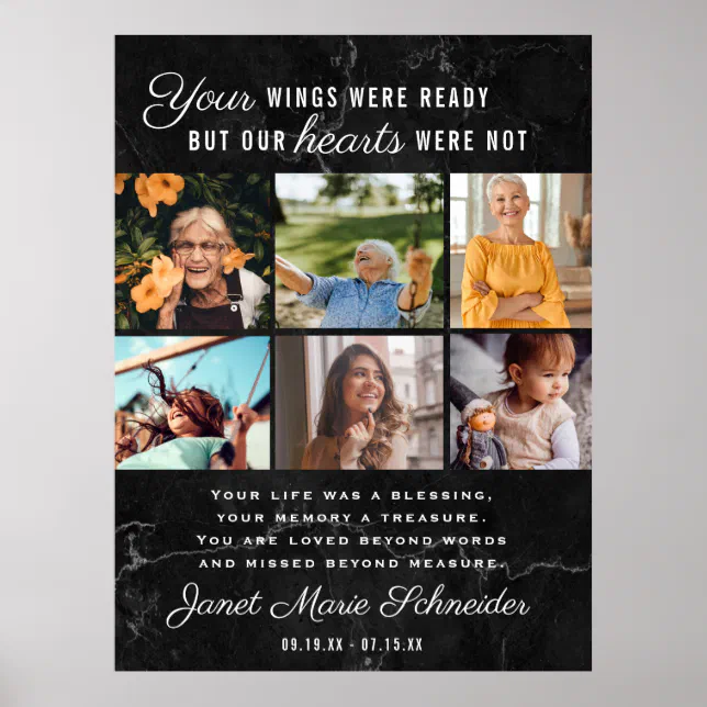 In Loving Memory | 6 Photo Collage Funeral Poster | Zazzle