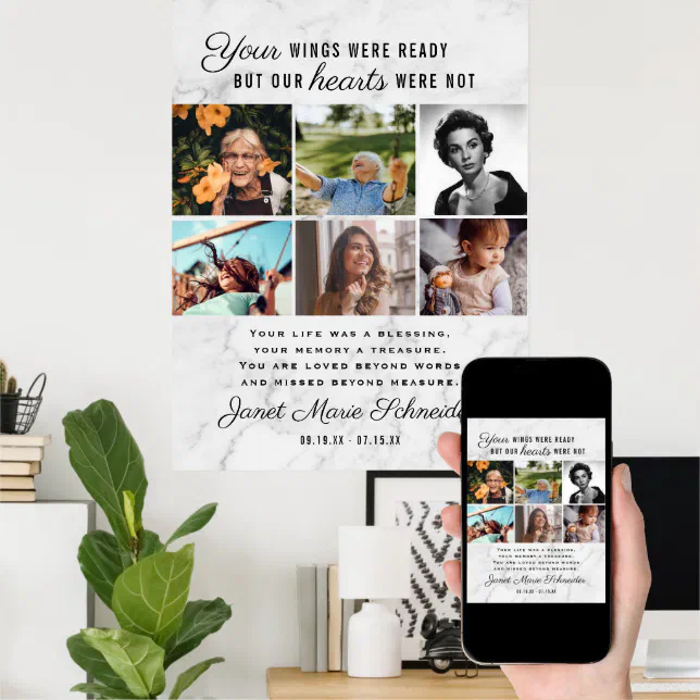In Loving Memory | 6 Photo Collage Funeral Poster | Zazzle