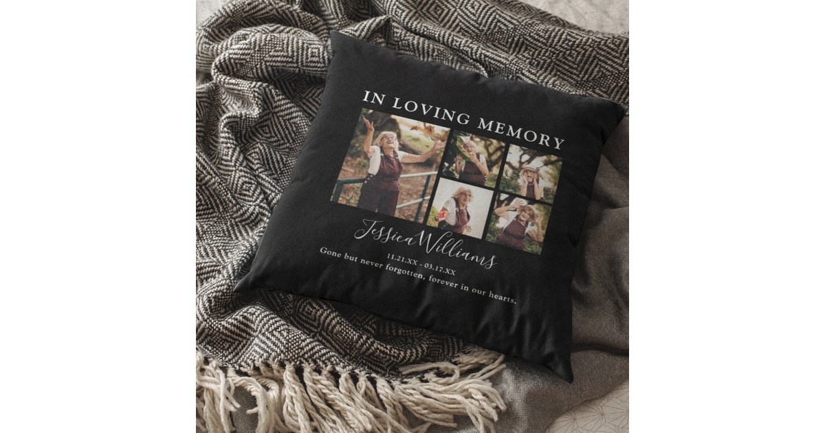 In Loving Memory | 9 Photo | Memorial Throw Pillow | Zazzle