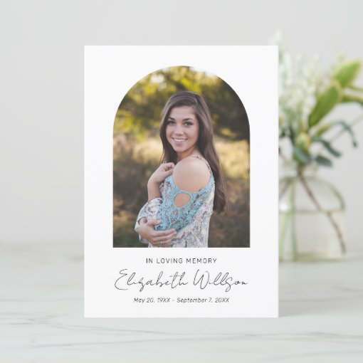 In Loving Memory Arch Frame Photo Funeral Memorial Invitation | Zazzle