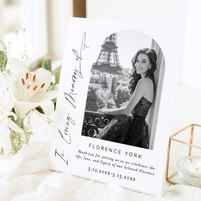 In Loving Memory Arch photo Funeral Welcome Pedestal Sign | Zazzle