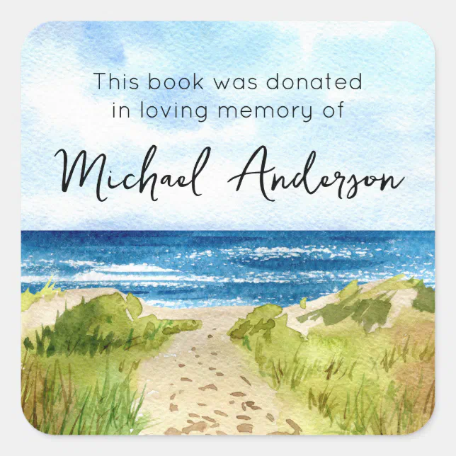 In Loving Memory Beach Book Donation Bookplate | Zazzle