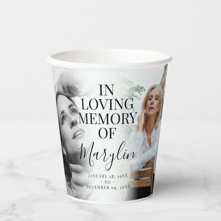 In Loving Memory Before & After Photo Sympathy Paper Cups | Zazzle