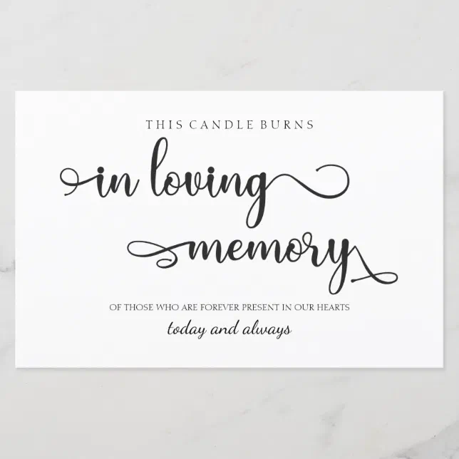 "In loving memory" Black and White Wedding Sign | Zazzle
