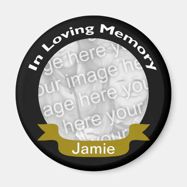 In Loving Memory Black Gold Photo Magnet | Zazzle