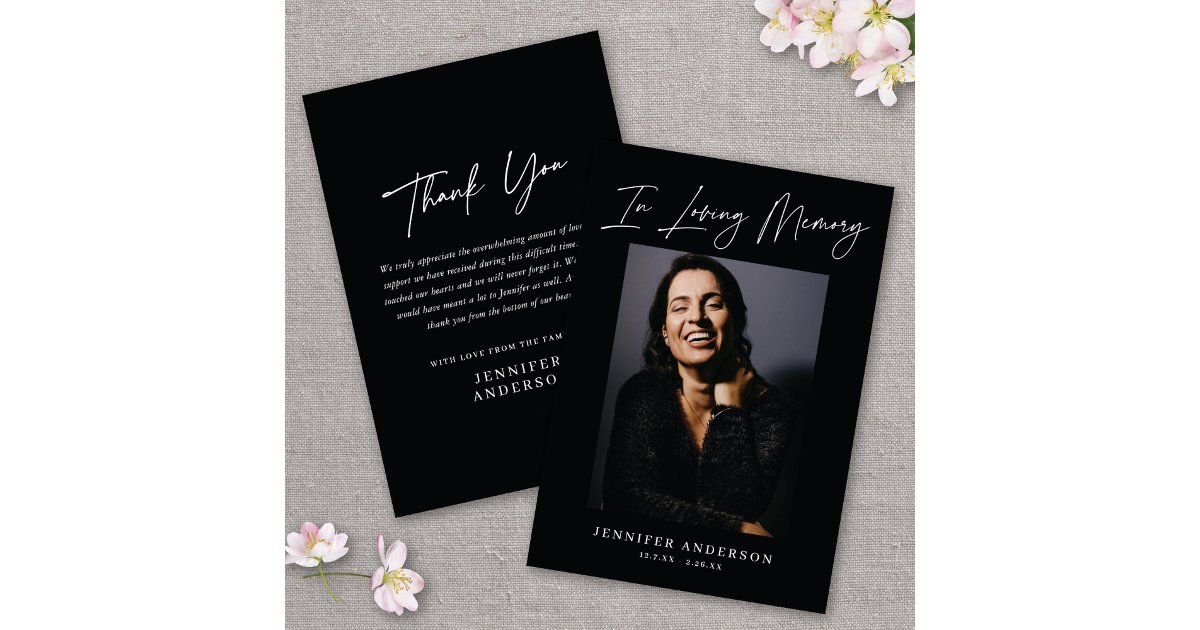 In Loving Memory Black Memorial Photo Card | Zazzle