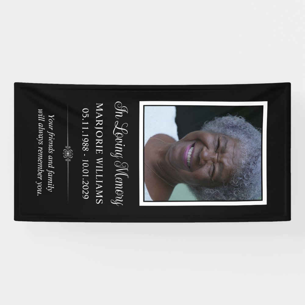 In Loving Memory Black White Photo Memorial Grave Cover