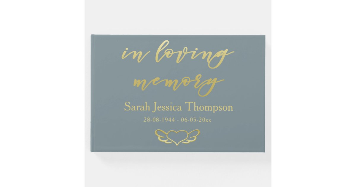 In Loving Memory | Blue & Gold Book of Condolence | Zazzle