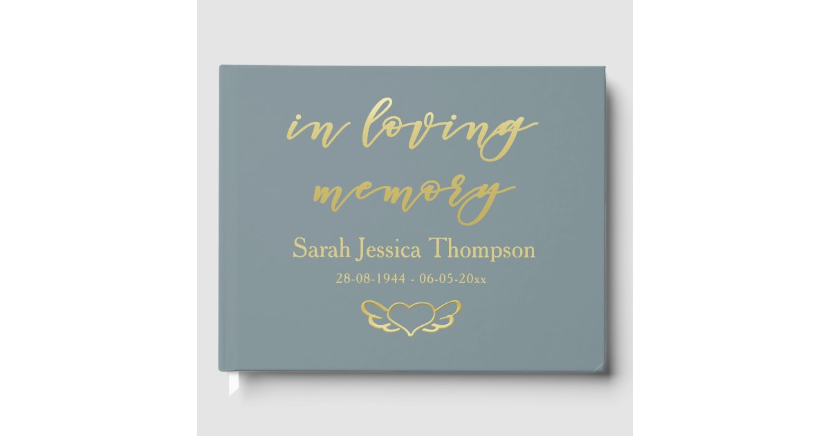 In Loving Memory | Blue & Gold Book of Condolence | Zazzle