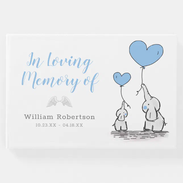 In Loving Memory | Boy Funeral Memorial Guest Book | Zazzle