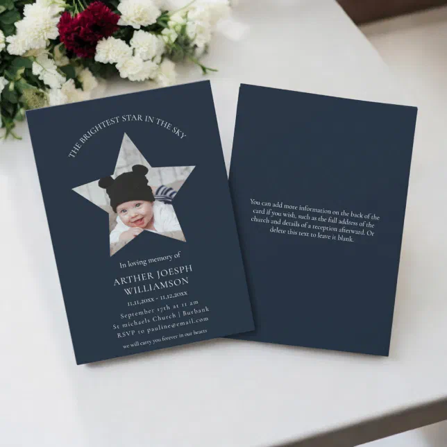 in loving memory brightest star child funeral invitation | Zazzle