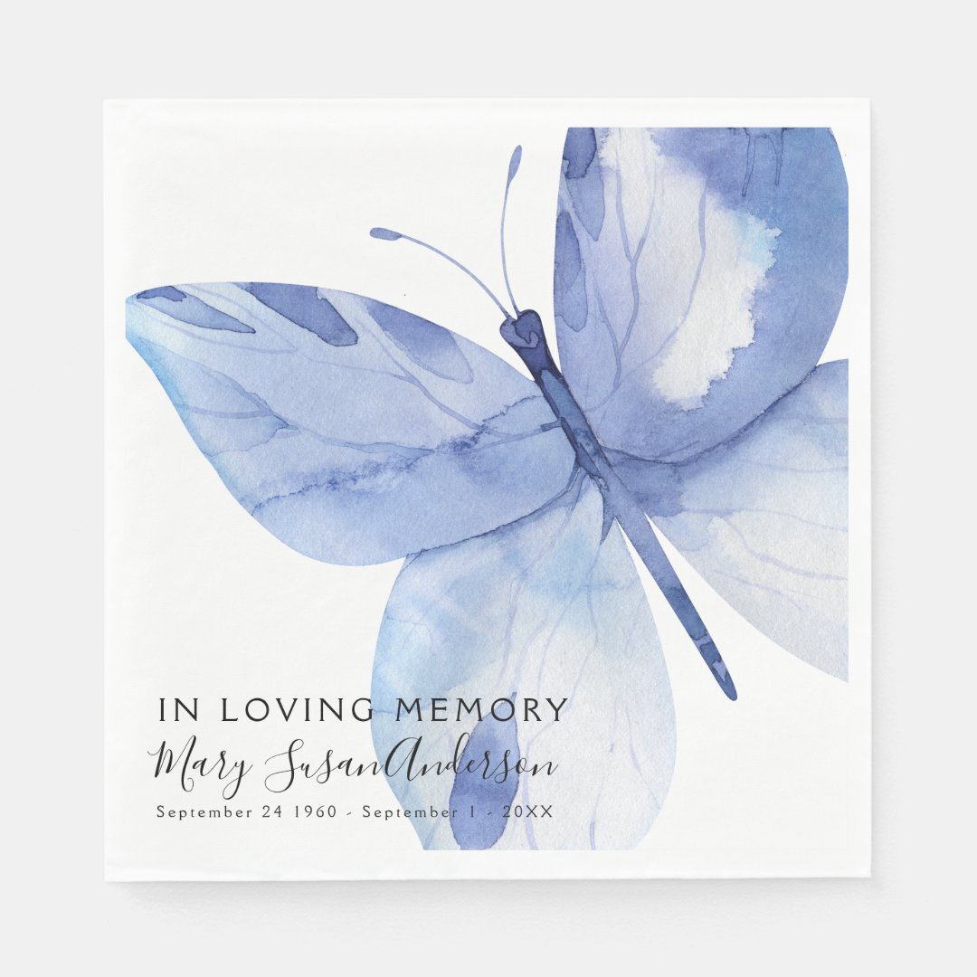 In Loving Memory Butterfly Funeral Memorial Wake Napkins | Zazzle