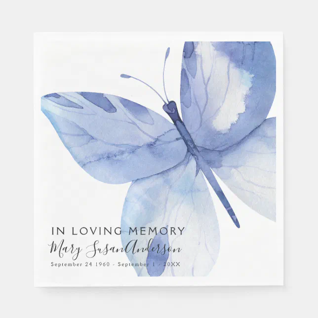 In Loving Memory Butterfly Funeral Memorial Wake Napkins | Zazzle