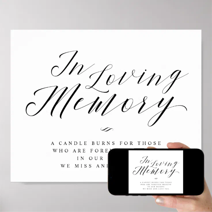 In Loving Memory Calligraphy Script Memorial Sign | Zazzle