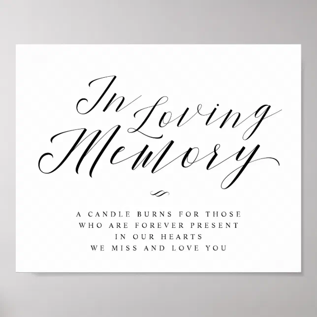 In Loving Memory Calligraphy Script Memorial Sign | Zazzle