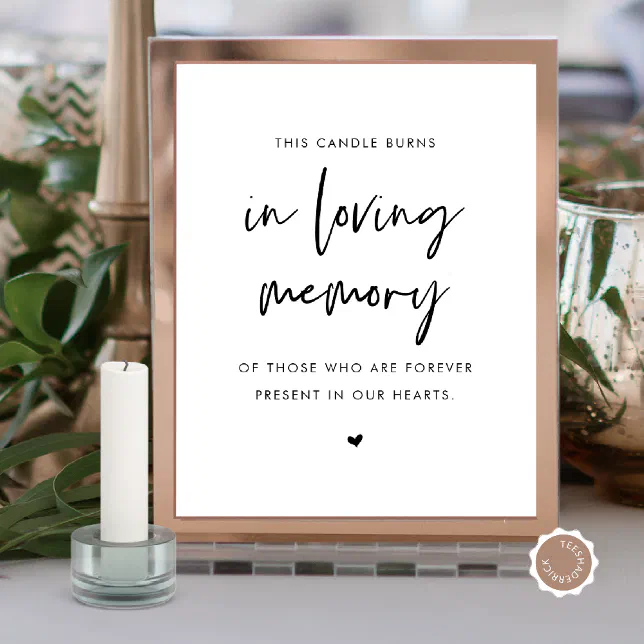 In Loving Memory Candle, Wedding Memorial Table Poster | Zazzle