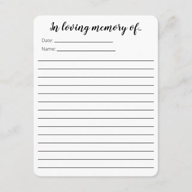 In Loving Memory...cards Enclosure Card | Zazzle