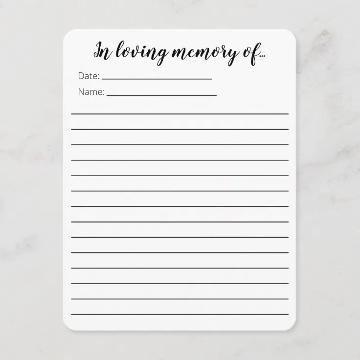 In Loving Memory...cards Enclosure Card | Zazzle