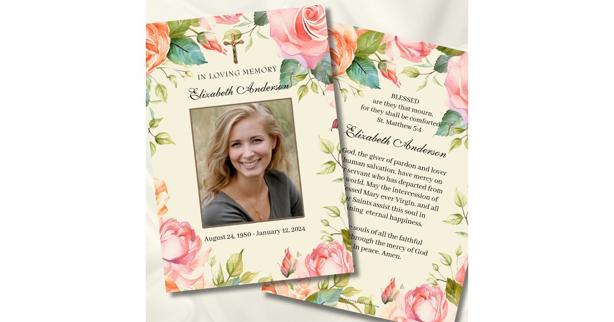 In Loving Memory Catholic Funeral Prayer Card | Zazzle