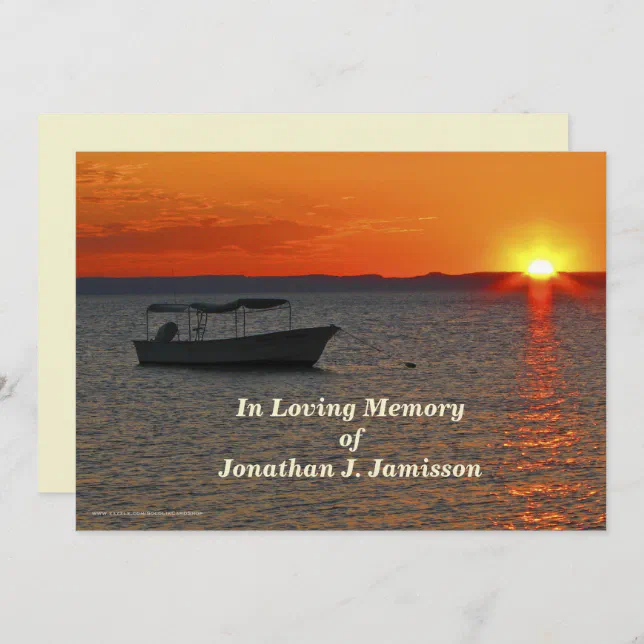 In Loving Memory Celebration of Life Fishing Boat Invitation | Zazzle