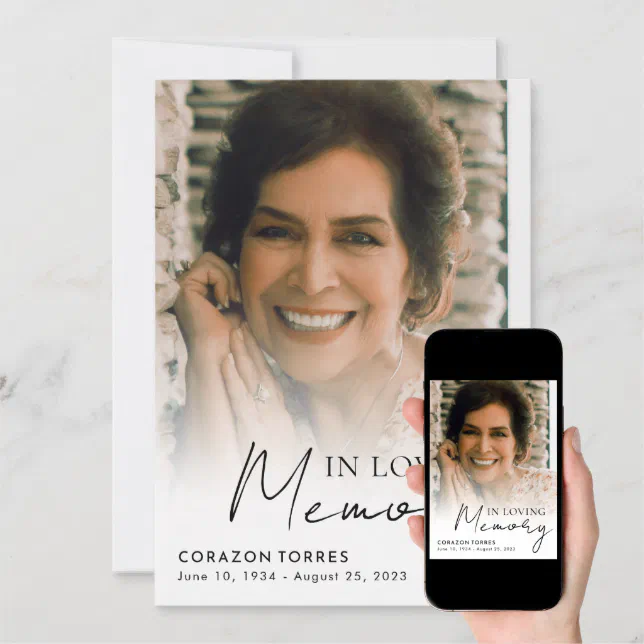 In Loving Memory Celebration of Life Photo Funeral Invitation | Zazzle