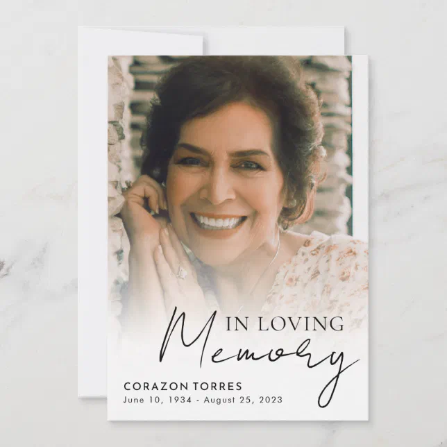 In Loving Memory Celebration of Life Photo Funeral Invitation | Zazzle