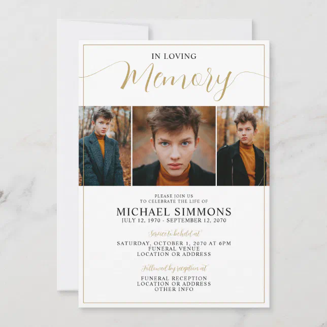 In Loving Memory Celebration of Life Photo Funeral Invitation | Zazzle