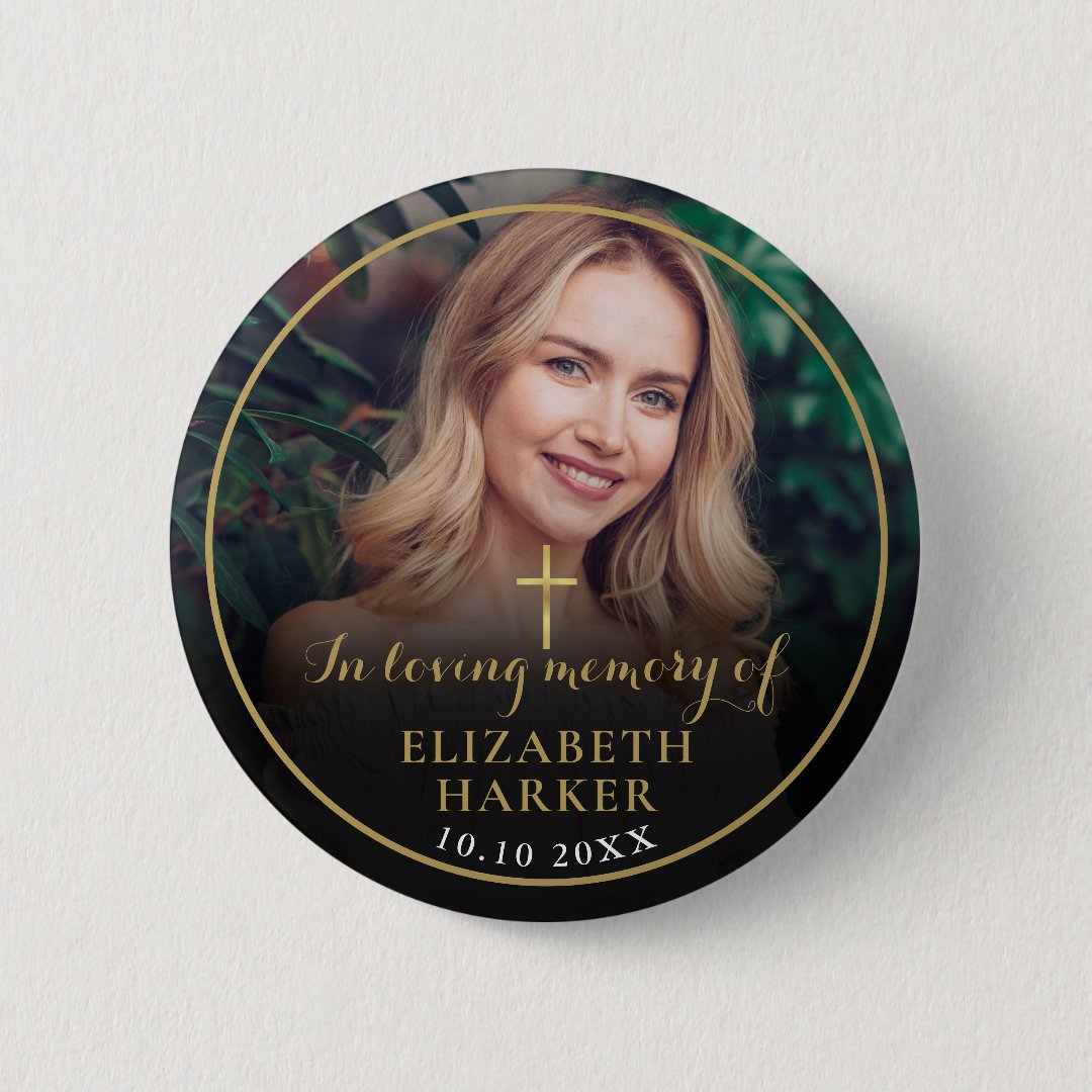 In Loving Memory Christian Funeral Photo Button | Zazzle