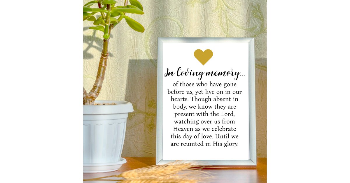 In Loving Memory Christian Quote Wedding Tabletop Poster | Zazzle